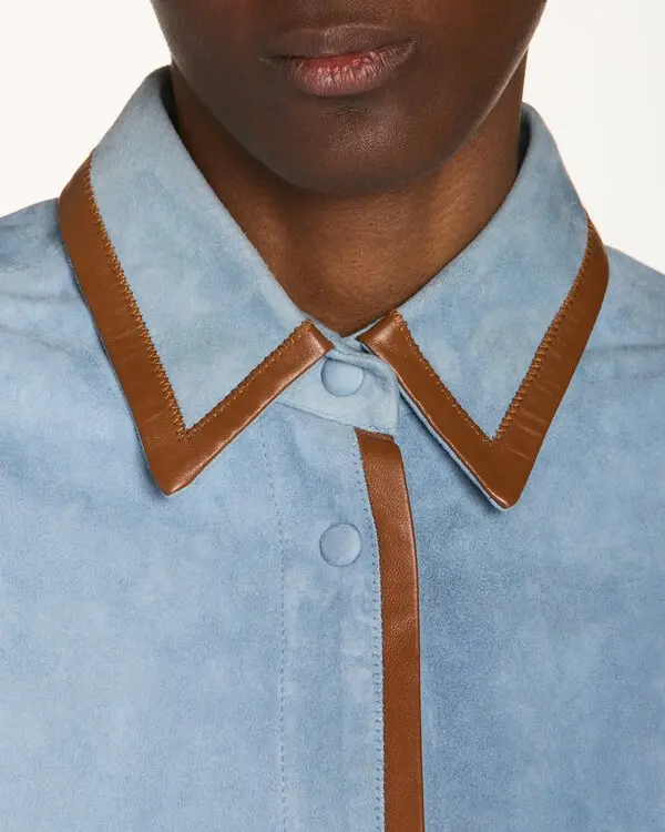 Marni Suede Drawcord Shirt - Sky