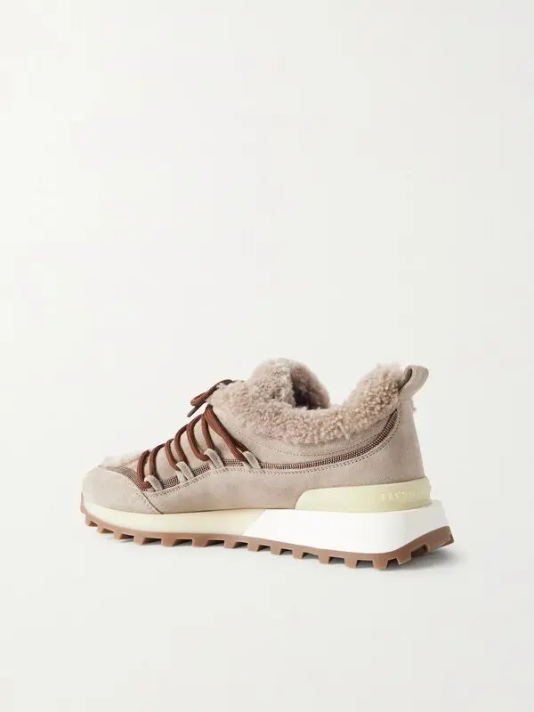 Brunello Cucinelli Bead-embellished Shearling Sneakers