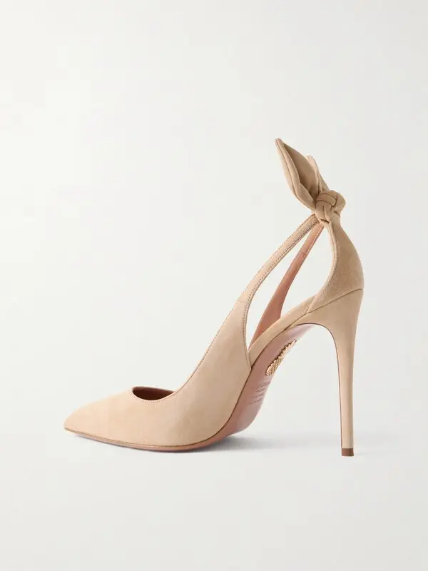 AQUAZZURA Bow Tie 85 Suede Pumps