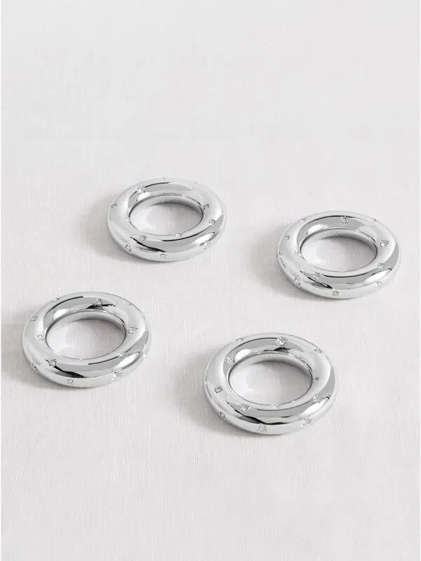 L'Objet Set Of Four Swarovski Crystal-embellished Platinum-plated Napkin Rings - Silver