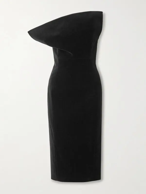 Khaite Sato Strapless Draped Velvet Column Dress