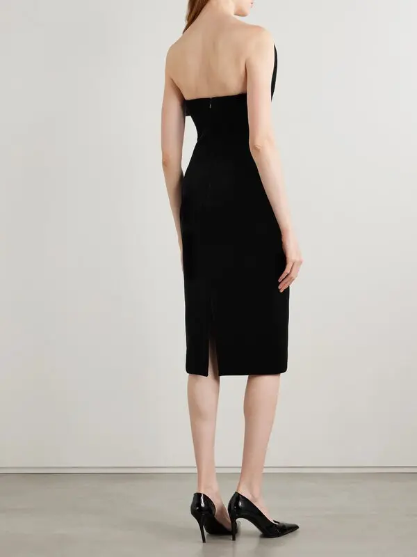 Khaite Sato Strapless Draped Velvet Column Dress