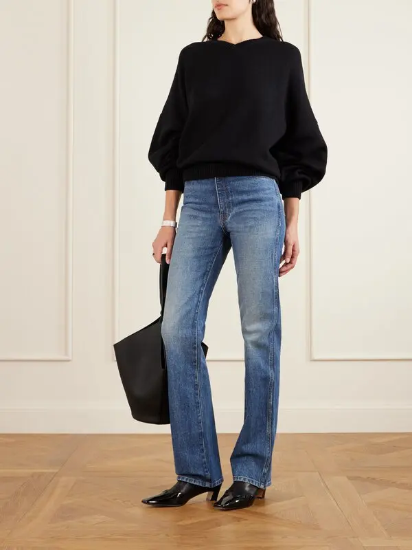 Khaite Nevada Patent-trimmed Leather Ankle Boots