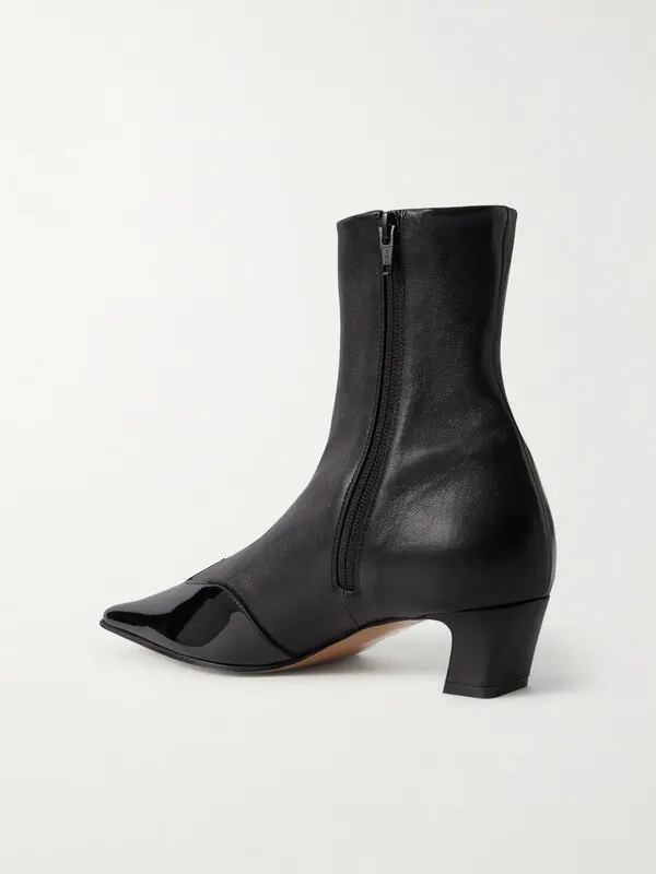 Khaite Nevada Patent-trimmed Leather Ankle Boots