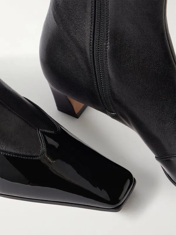 Khaite Nevada Patent-trimmed Leather Ankle Boots