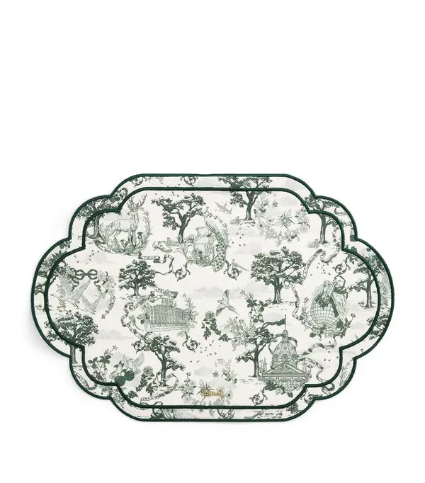 Harrods Cotton-linen Toile Placemats - Green