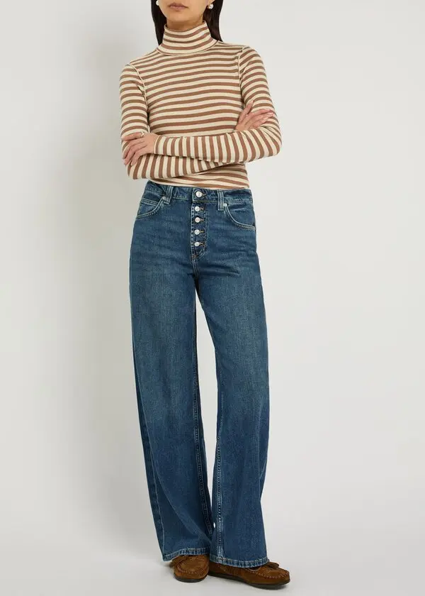 Free People Striped Turtleneck Top - Multicoloured