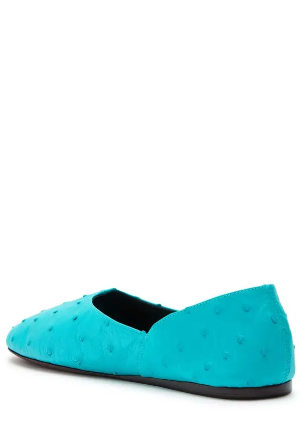 Khaite Jane Ostrich Leather Ballet Flats - Light Blue