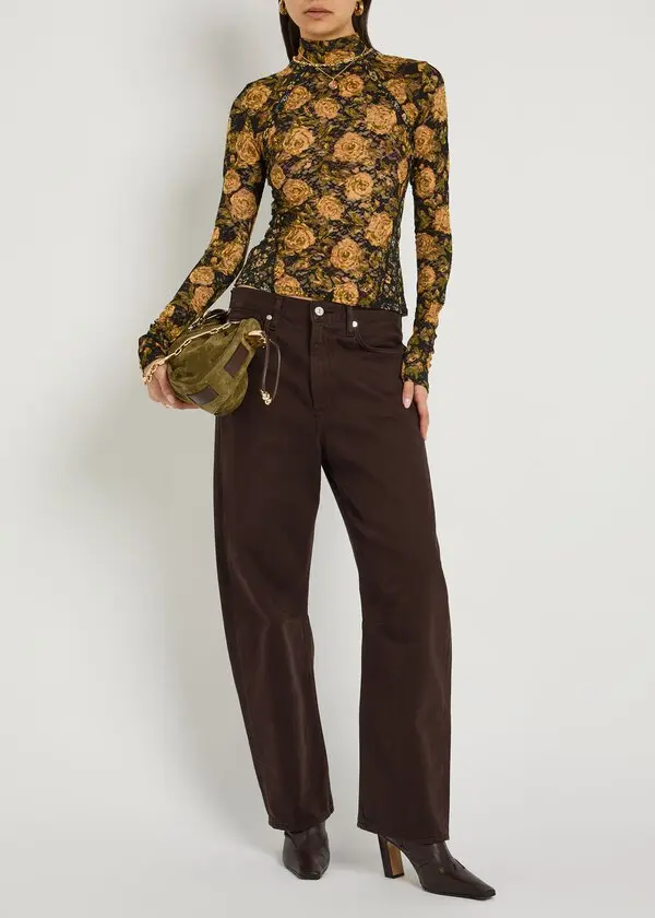 Free People Lyric Floral-print Lace Top - Black