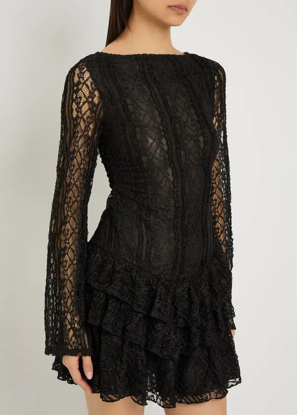 black lace free people dress Free People She's Got It Lace Dress
