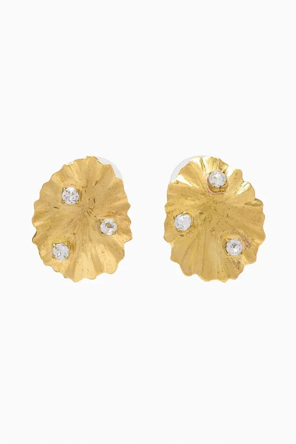 Ulla Johnson Embellished Shell Stud Earrings - Brass