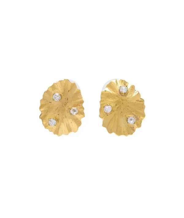 Ulla Johnson Embellished Shell Stud Earrings - Brass