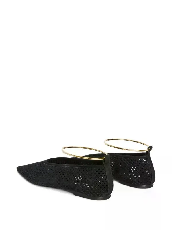 JIL SANDER Perforated Suede Ballerinas With Anklet - Black