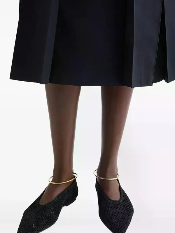 JIL SANDER Perforated Suede Ballerinas With Anklet - Black