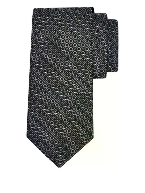 FERRAGAMO Jacquard Silk Neck Tie - Blue