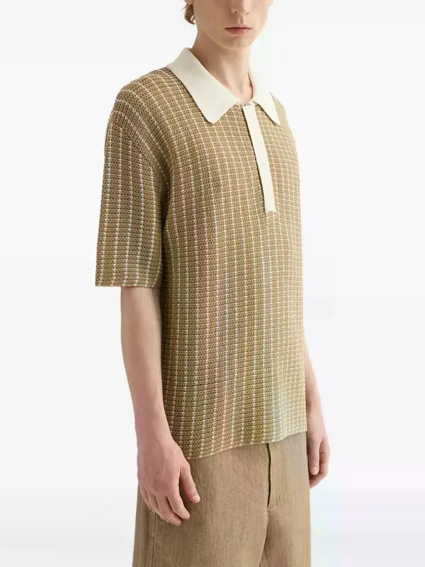 JIL SANDER Striped-pattern Polo Shirt - Brown