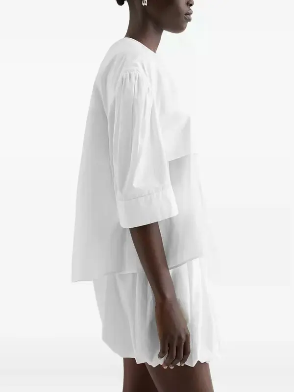 JIL SANDER Gathered Short-sleeves Poplin Shirt - White