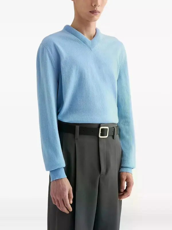 JIL SANDER V-neck Long Sleeve Sweater - Blue