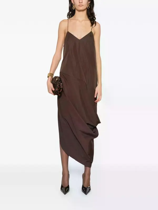ST. AGNI Paper-taffeta Drape-detail Midi Dress