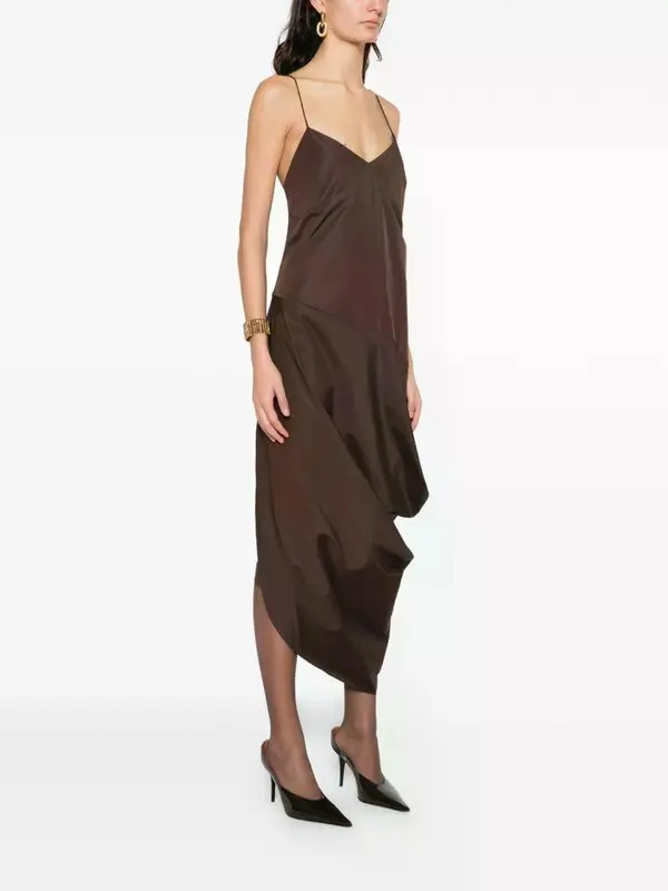 ST. AGNI Paper-taffeta Drape-detail Midi Dress