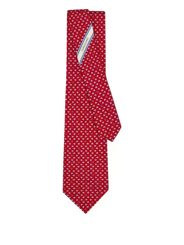 FERRAGAMO Printed Silk Tie - Red