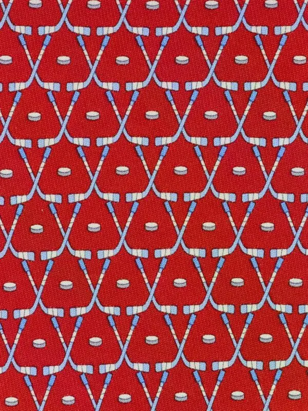 FERRAGAMO Hockey Print Silk Neck Tie - Red