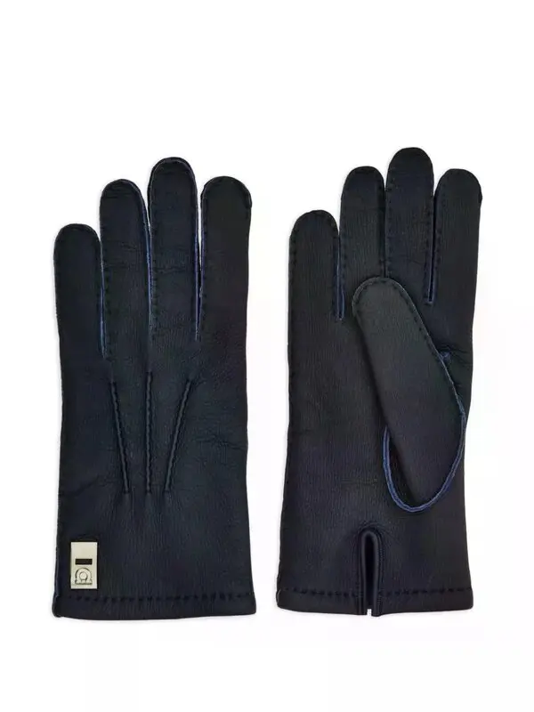 FERRAGAMO Lined Top-stitching Gloves - Blue