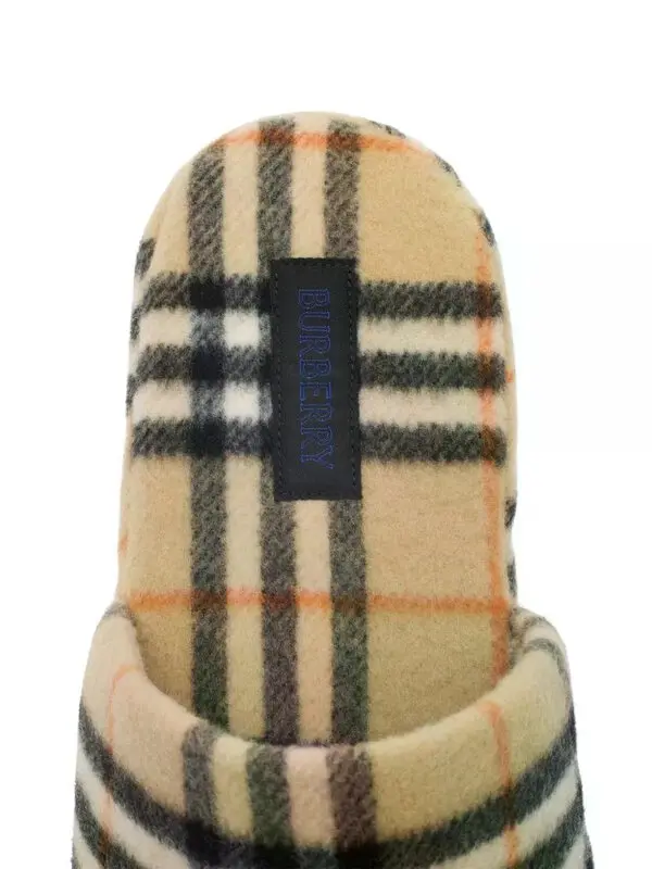 Burberry Checked Slippers - Neutrals