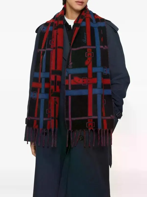 Burberry Belt Check Cashmere Scarf - Blue