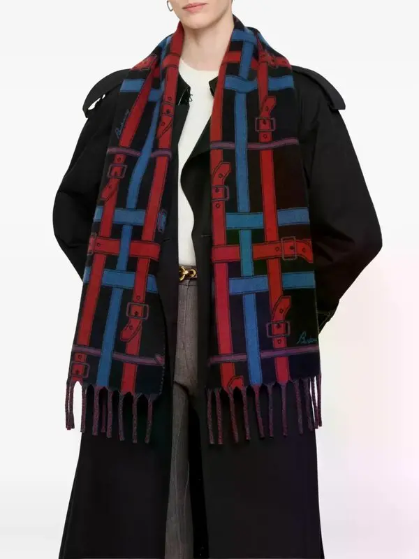 Burberry Belt Check Cashmere Scarf - Blue