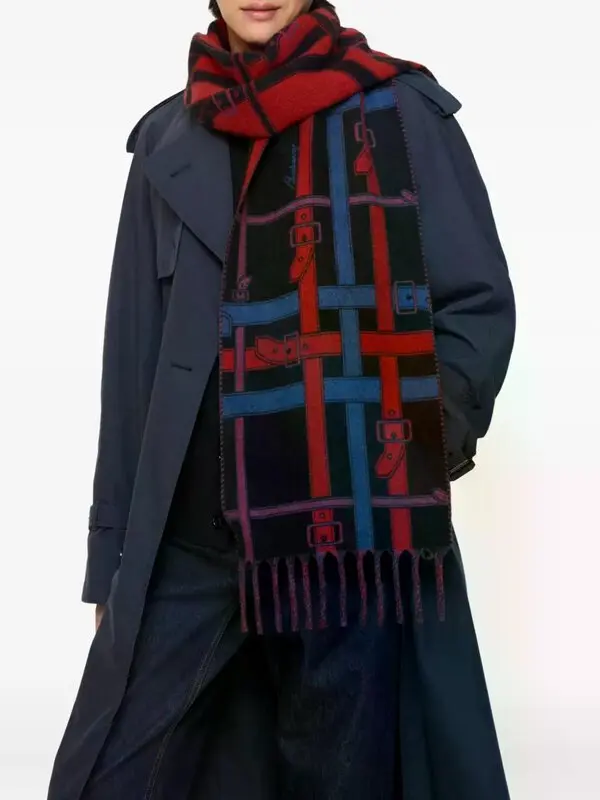 Burberry Belt Check Cashmere Scarf - Blue