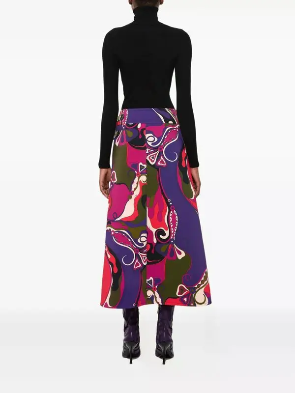 Emilio Pucci Orchidee Print Midi Skirt