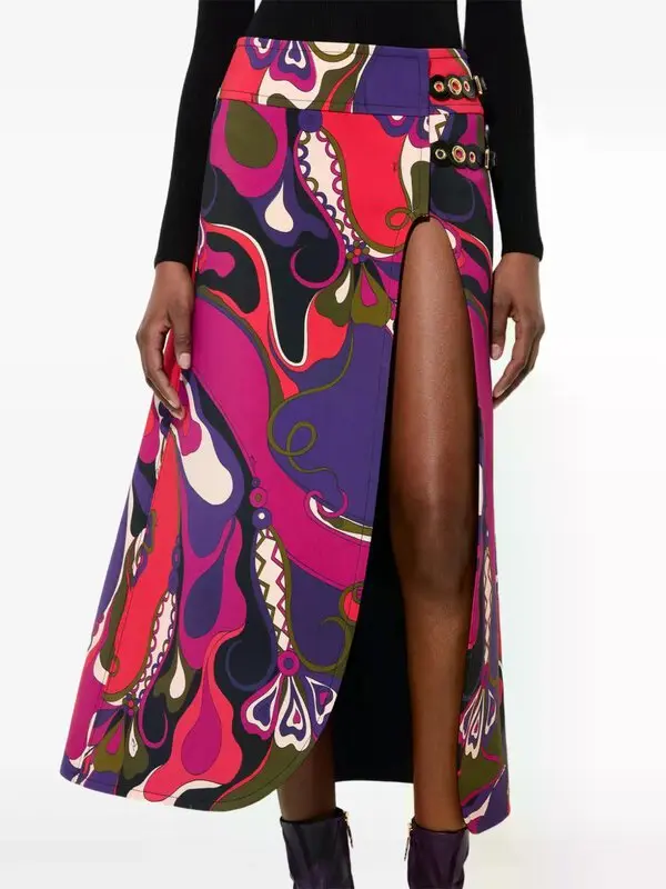 Emilio Pucci Orchidee Print Midi Skirt
