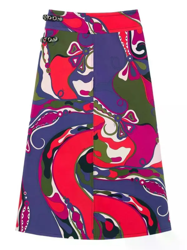 Emilio Pucci Orchidee Print Midi Skirt