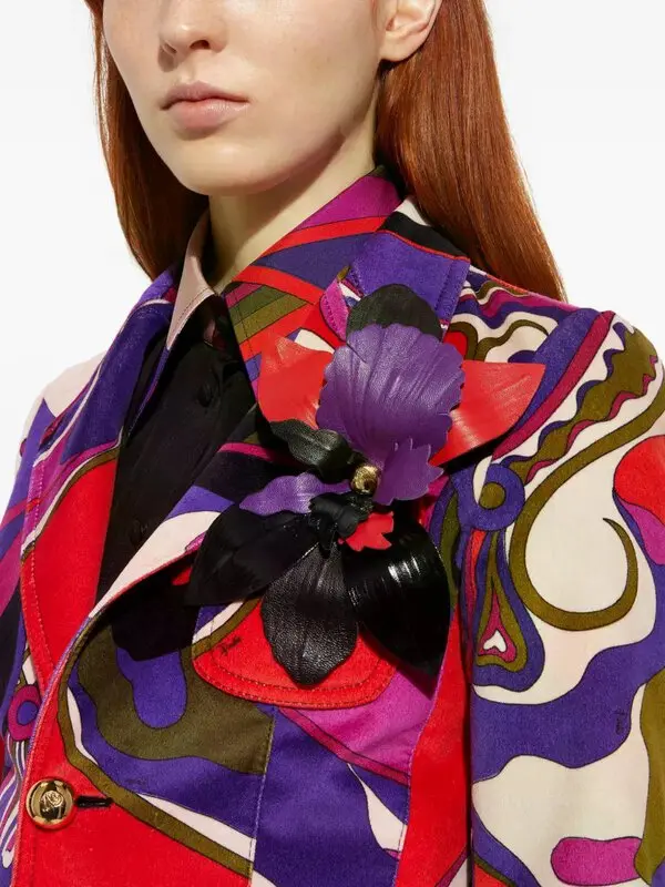 Emilio Pucci Leather Flower Brooch