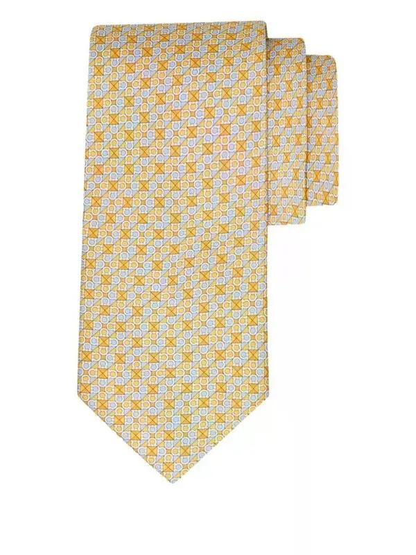 FERRAGAMO Printed Silk Necktie - Yellow
