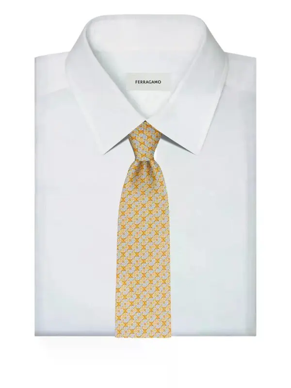 FERRAGAMO Printed Silk Necktie - Yellow