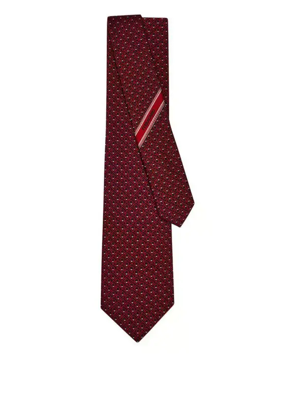 FERRAGAMO Gancini Jacquard Neck Tie - Red