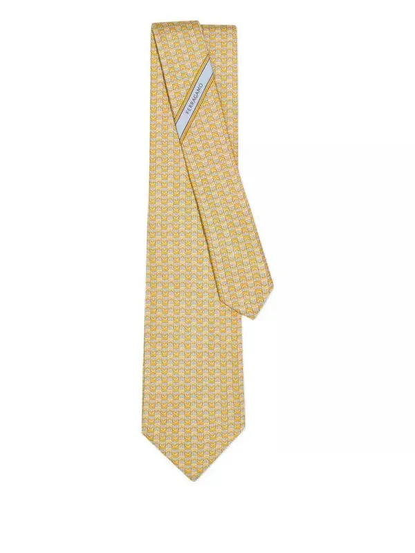 FERRAGAMO Printed Silk Necktie - Yellow