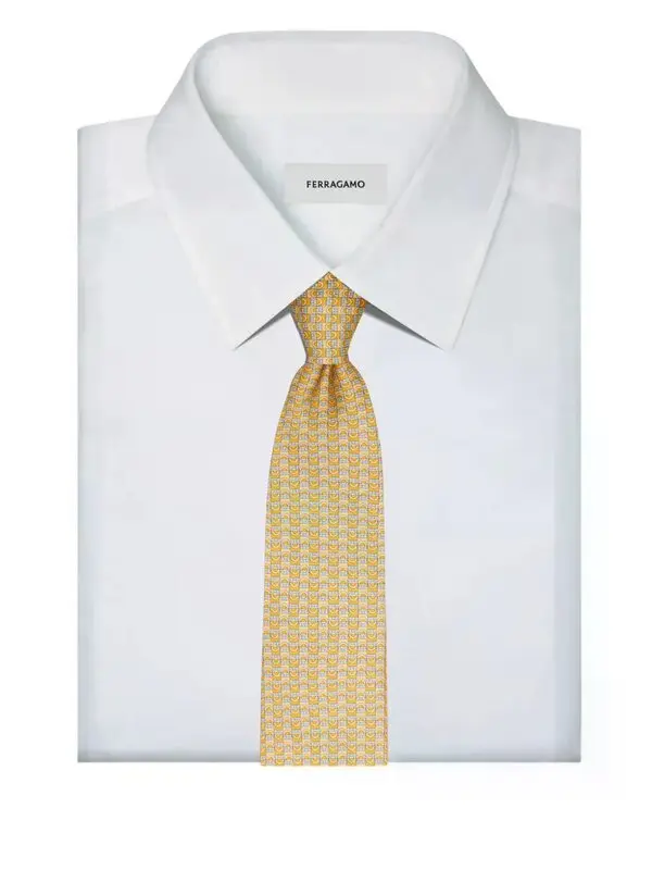 FERRAGAMO Printed Silk Necktie - Yellow