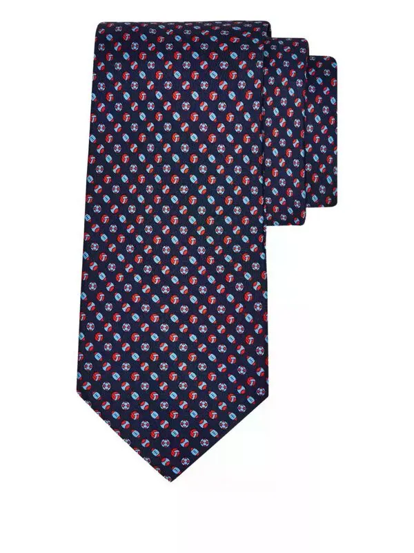FERRAGAMO Printed Silk Neck Tie - Blue