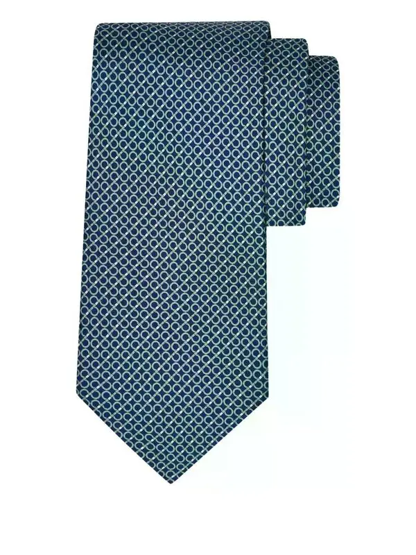 FERRAGAMO Printed Silk Neck Tie - Blue