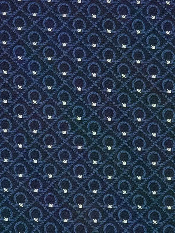 FERRAGAMO Gancini Pattern Jacquard Silk Neck Tie - Blue
