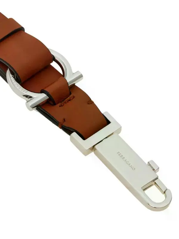 FERRAGAMO Leather Gancini Strap Keyring