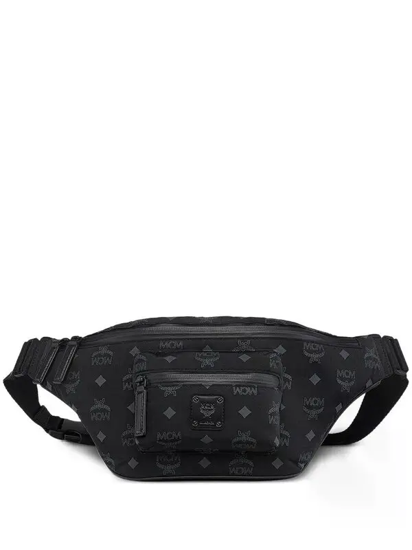 Mcm Fursten Monogram-pattern Belt Bag - Black