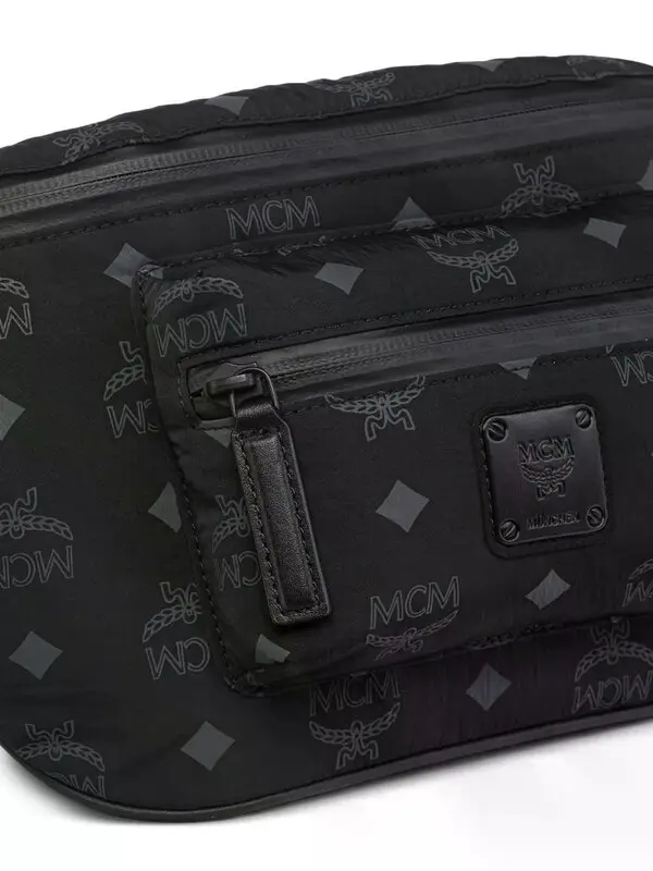 Mcm Fursten Monogram-pattern Belt Bag - Black