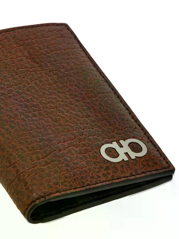 FERRAGAMO Gancini Fold-over Card Holder - Brown