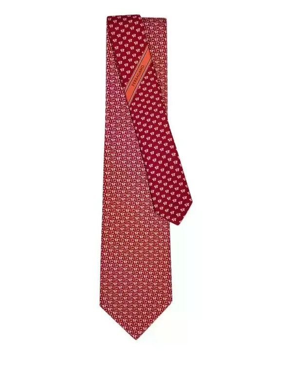 FERRAGAMO Butterfly-print Silk Neck Tie - Red