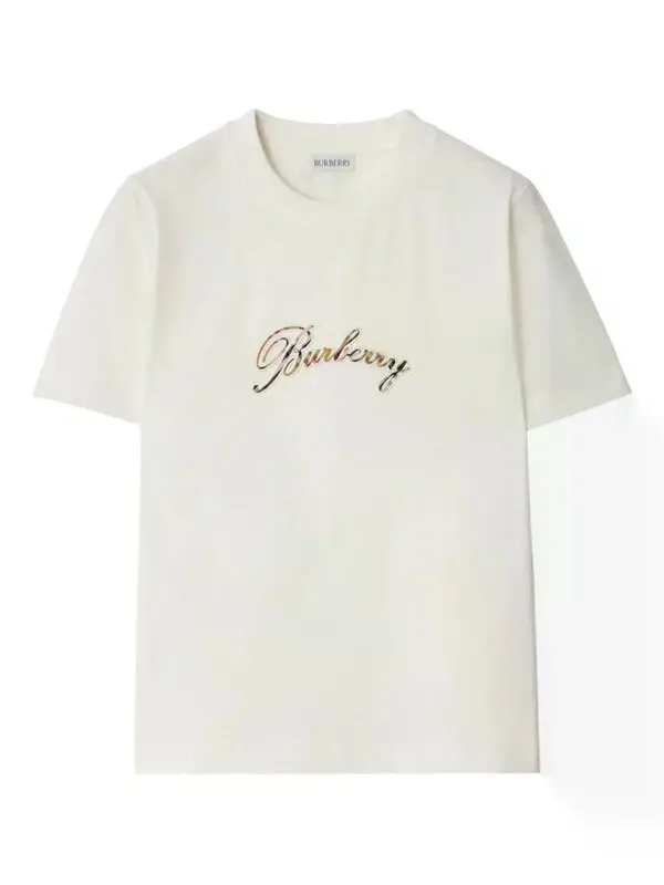 Burberry Cursive Logo Cotton T-shirt - White