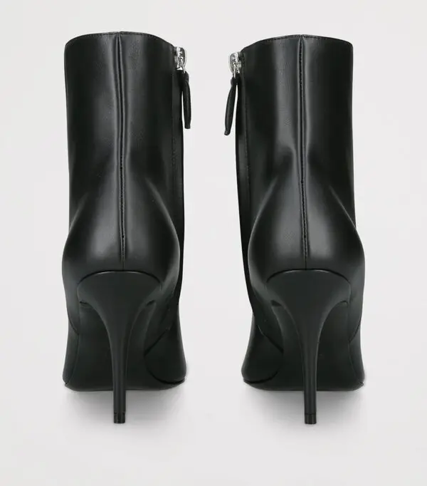 Amina Muaddi Leather Barbara Heeled Ankle Boots 90
